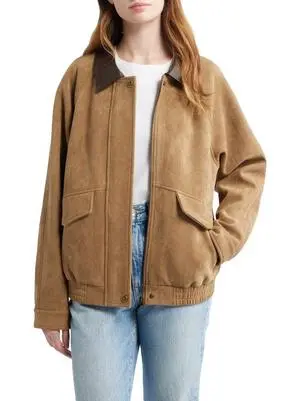 THREAD & SUPPLY Faux Suede Chore Coat - Chestnut