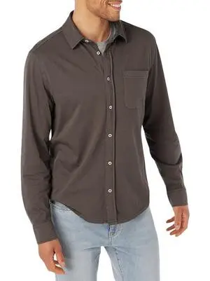 FAIR HARBOR Saltaire Organic Cotton Knit Button-up Shirt - Black