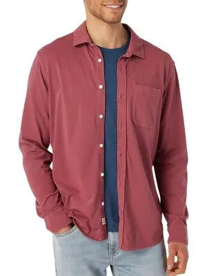 FAIR HARBOR Saltaire Organic Cotton Knit Button-up Shirt - Red
