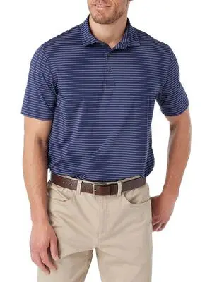 FAIR HARBOR Compass Performance Polo - Navy Burgundy Stripe
