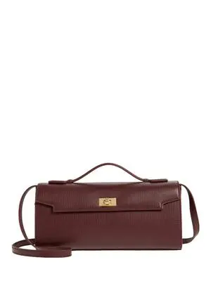 ANYA HINDMARCH Mortimer Crosshatch Leather Clutch - Barolo