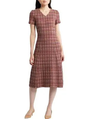 MISOOK Plaid Multi Stitch A-Line Dress