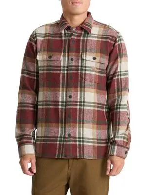 ROARK Nordsman Plaid Flannel Snap-up Overshirt - Sangria