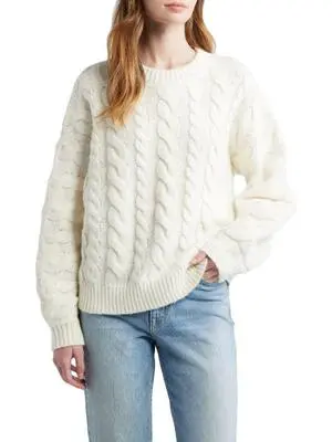 ALL IN FAVOR Oversized Cable Knit Sweater - Ivory