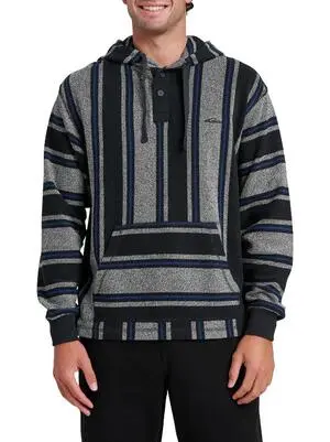 Quiksilver Playa Stripe Henley Hoodie - Black
