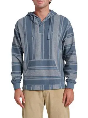 Quiksilver Playa Stripe Henley Hoodie - China Blue