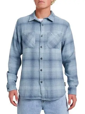 Quiksilver Dna Plaid Cotton Flannel Button-up Overshirt - China Blue