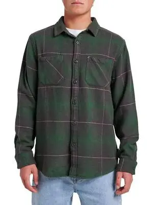Quiksilver Dna Plaid Cotton Flannel Button-up Overshirt - Garden Topiary