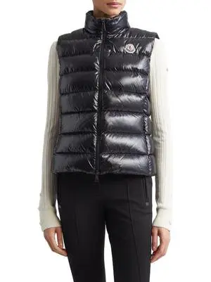 Moncler Ghany Nylon Laqué Down Puffer Vest - Black