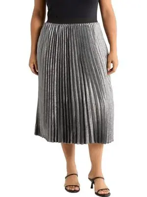 CASLON Pleated Metallic Midi Skirt