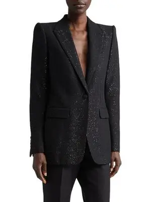TOM FORD Sequin Embellished Wool Blend Blazer - Lb999 Black