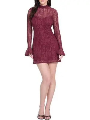 Guess Jamala Lace Mini Dress - Burgundy