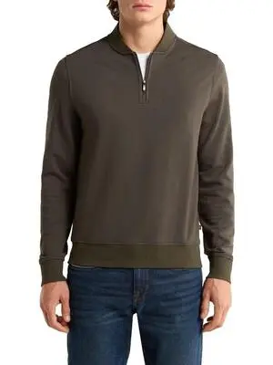 Robert Barakett Vance Half Zip Baseball Collar Pullover - Green