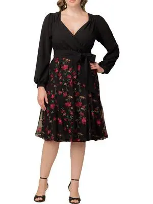 KIYONNA Chelsea Embroidered Cocktail Dress - Floral Flare