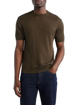 Emporio Armani Geometric Texture Short Sleeve Crewneck Sweater - Green
