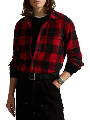 Polo Ralph Lauren Flannel Button-up Overshirt - Polo Black/madison Red
