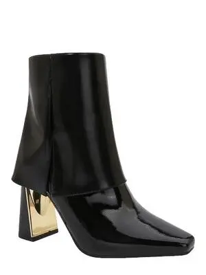 NINETY UNION Folded Calf Metal Heel Bootie - Black