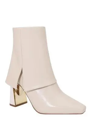 NINETY UNION Folded Calf Metal Heel Bootie - Ivory