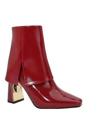 NINETY UNION Folded Calf Metal Heel Bootie - Wine