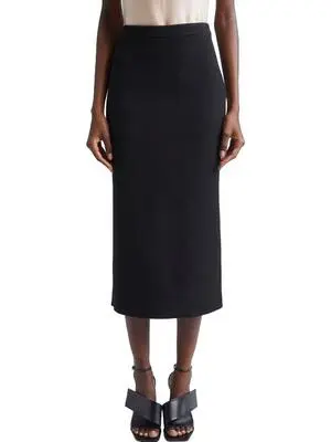 Givenchy Kickback Raw Edge Wool Blend Stretch Crepe Pencil Skirt - Black