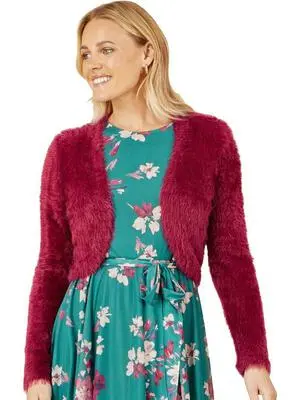 YUMI Eyelash Knit Bolero Burgundy