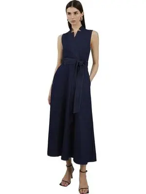 KAREN MILLEN Belted Denim Midi Dress