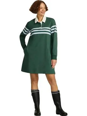 LANDS' END Rugby Shirt Dress - Norway Spruce Stripe