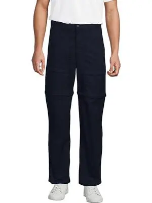LANDS' END Zip-Off Comfort Waist Twill Pants Radiant Navy