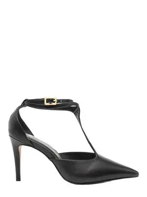 ANDREA CARRANO 85mm Ankle-strap Leather Pumps - Black