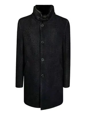 GIMO'S ITALIANA Single-breasted Textured Coat - Black