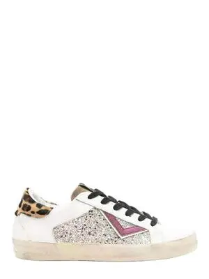 4B12 Glitter-detail Sneakers - White