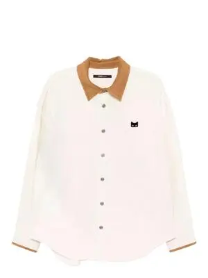 SONGZIO Embroidered Corduroy Shirt Jacket - Neutrals