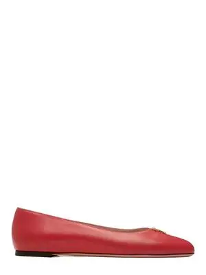 Bally Square-toe Leather Ballet Flats - Red
