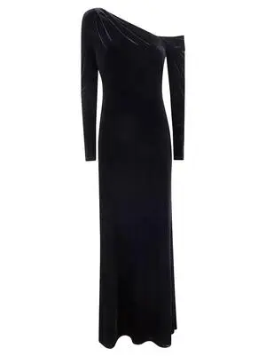 Ralph Lauren One-shoulder Velvet Dress - Black