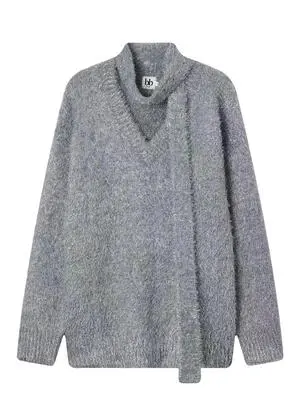 B+AB Attached-scarf Sweater - Grey
