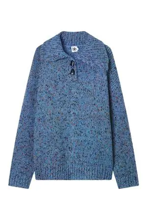B+AB Button Collar Sweater - Blue