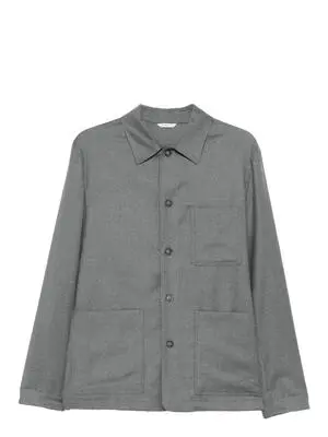 MANUEL RITZ Button-up Flannel Shirt Jacket Grey