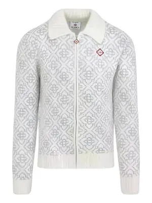Casablanca Patterned Zip Knitwear - White