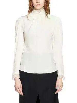 Alexander McQueen Lace Turtleneck Top - Neutrals
