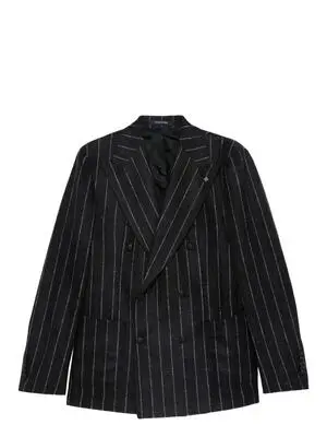 Tagliatore Striped Double-breasted Blazer - Black