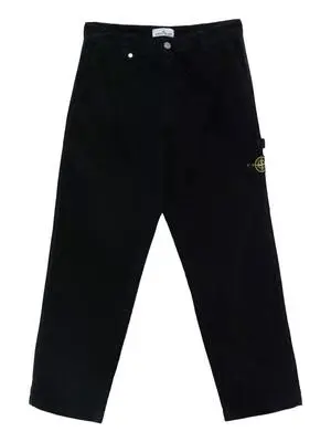Stone Island Trousers With Compass Badge - Black