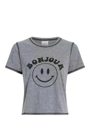 Cinq À Sept Bonjour Smiley Shrunken T-shirt - Grey