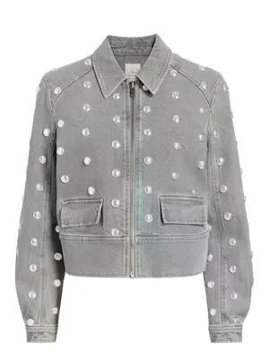 Cinq À Sept Harriet Studded Denim Jacket - Grey
