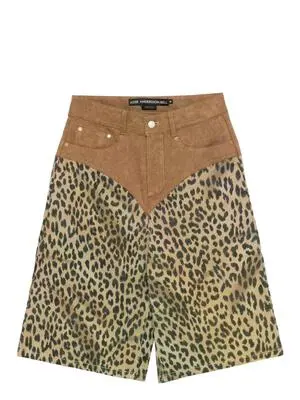 Andersson Bell Leopard-print Oxford Shorts - Neutrals