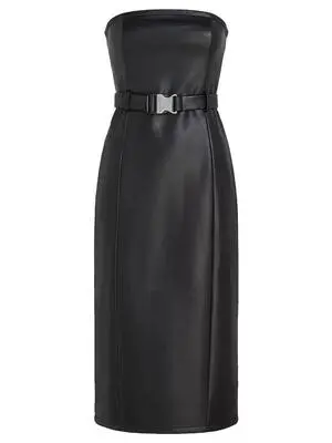 Karl Lagerfeld Strapless Faux-leather Belted Dress - Black