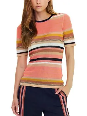 The Upside Sutton Striped-knitted T-shirt - Orange