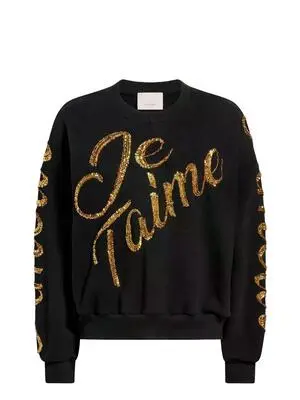Cinq À Sept Loveletter Sequined Sweatshirt - Black