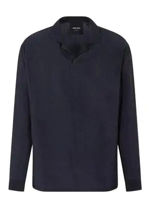 Giorgio Armani Long-sleeve Polo Shirt - Black