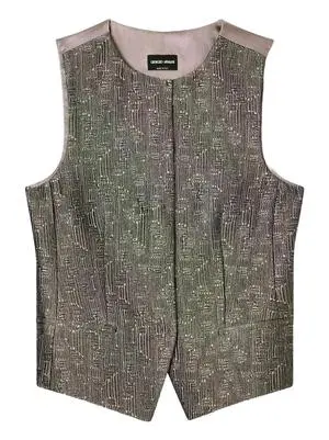 Giorgio Armani Round-neck Paneled Waistcoat - Black