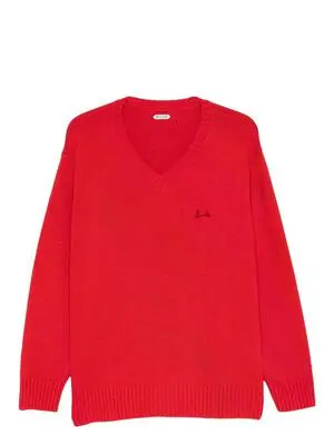 BODE V-neck Logo-embroidered Sweater - Red